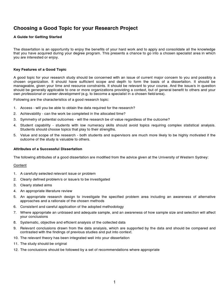 Choosing A Good Topic For Your Research Project | PDF | Thesis | Science
