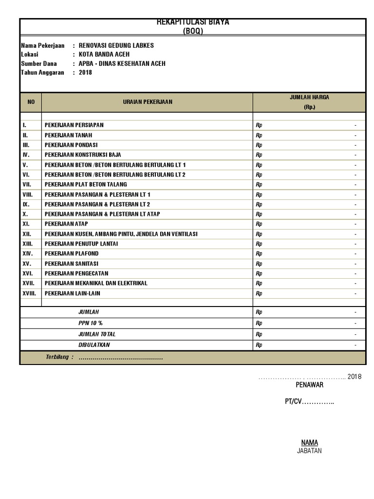 Contoh BOQ | PDF
