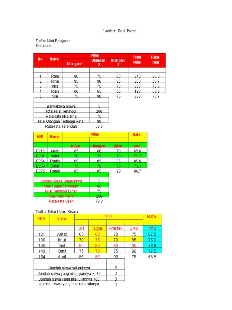 Latihan Soal Excel | PDF