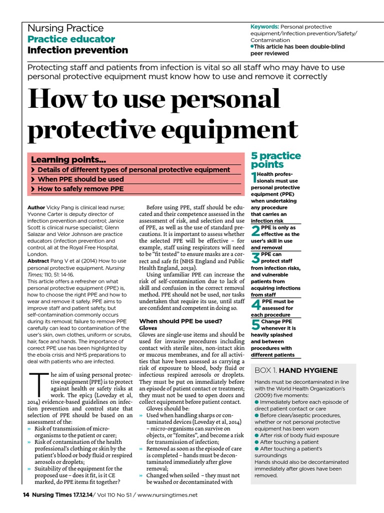 How To Use Personal Protective Equipment | PDF | Personal Protective ...