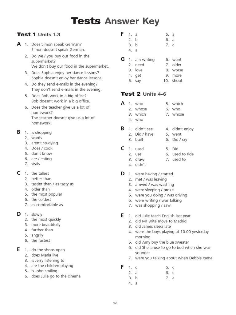 Tests: Answer Key | PDF