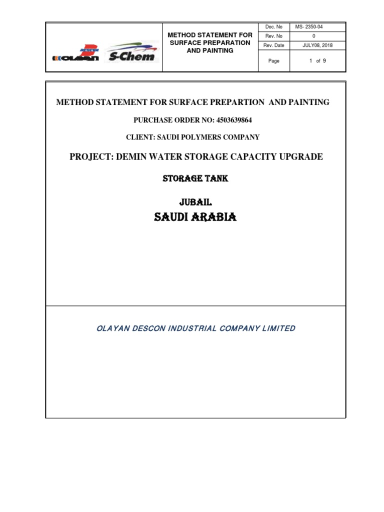 Method Statement for Surface Preparation Painting | Personal Protective ...