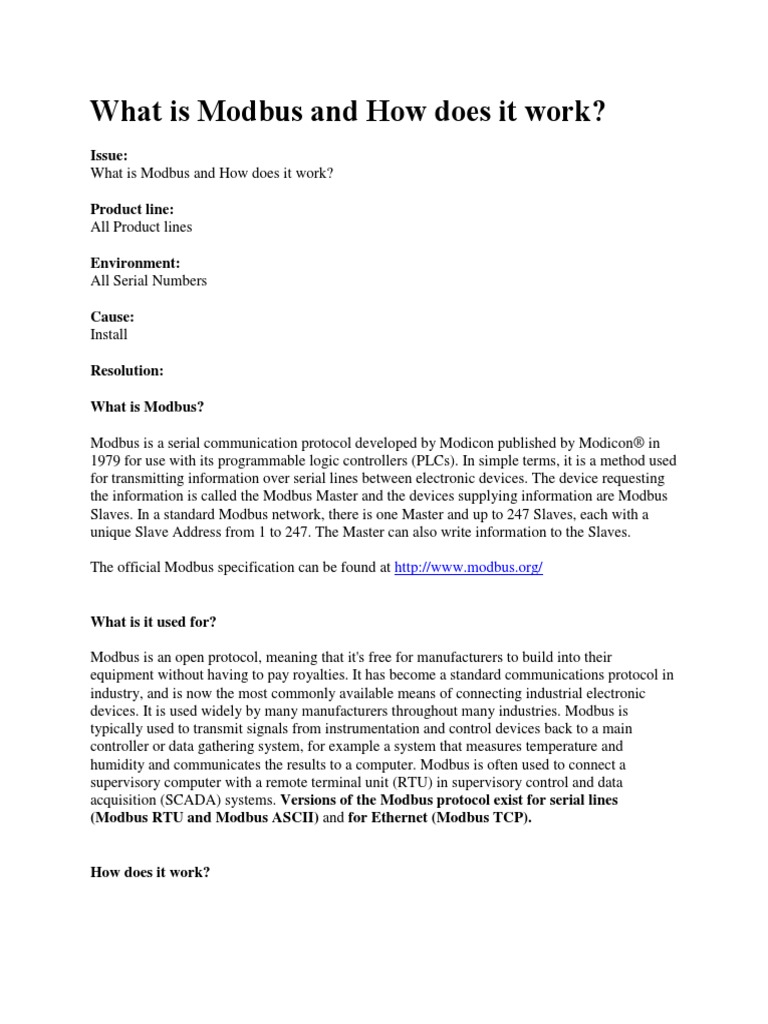 What Is Modbus and How Does It Work | PDF | Digital Technology ...
