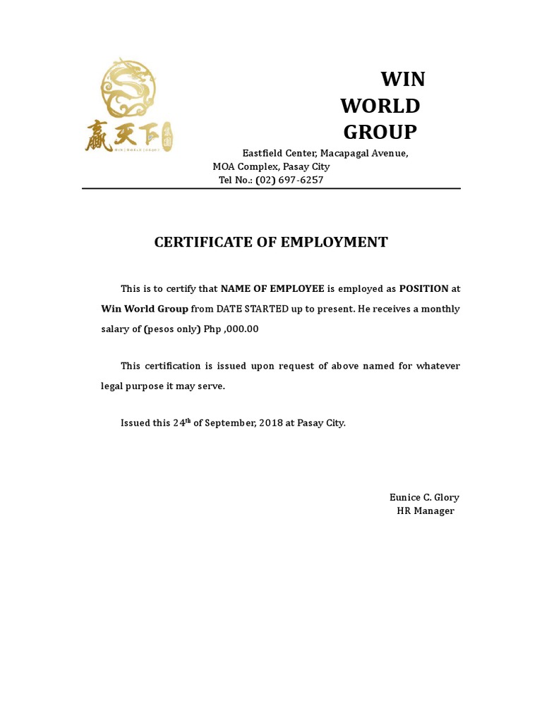 Certificate of Employment | PDF
