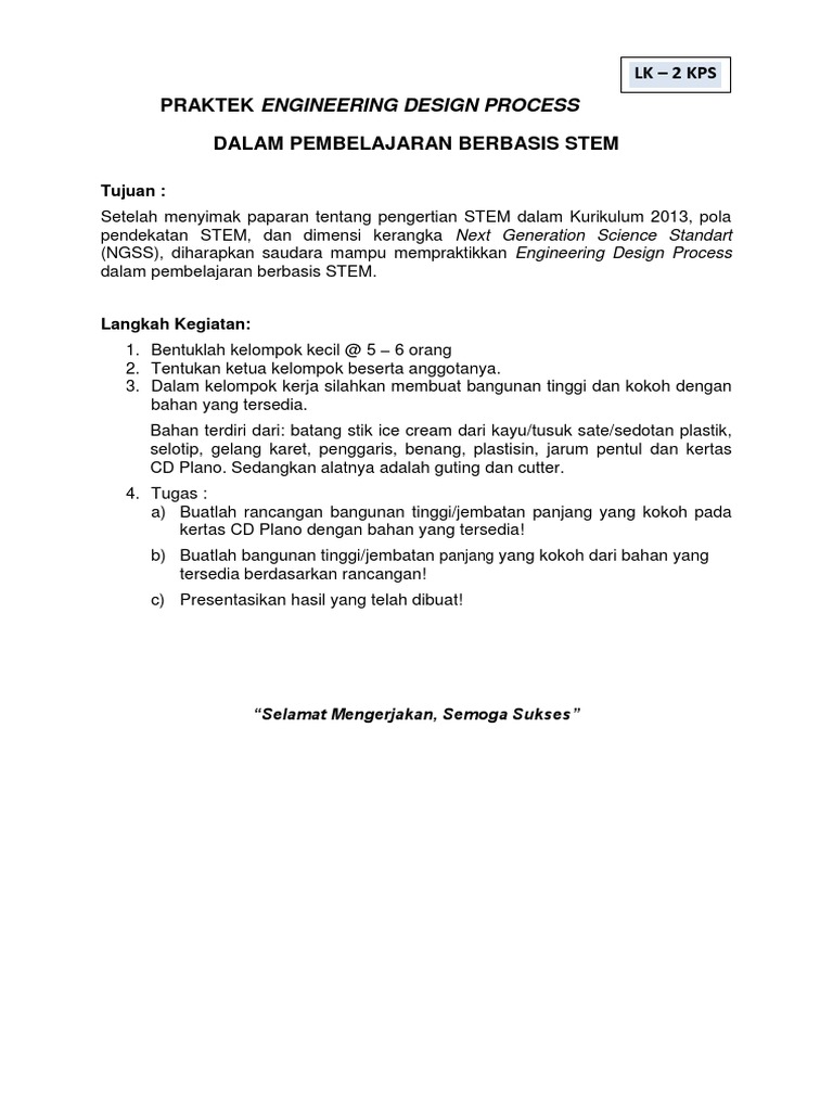 LK 2 Karakteristik STEM Edp | PDF