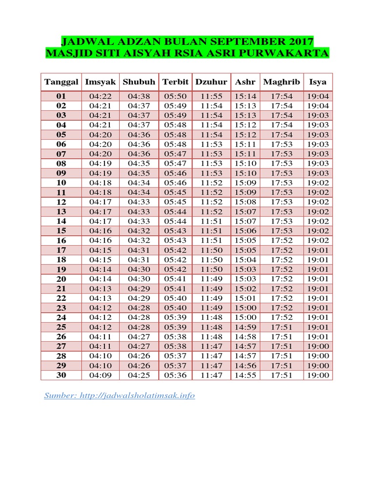 Jadwal Adzan | PDF