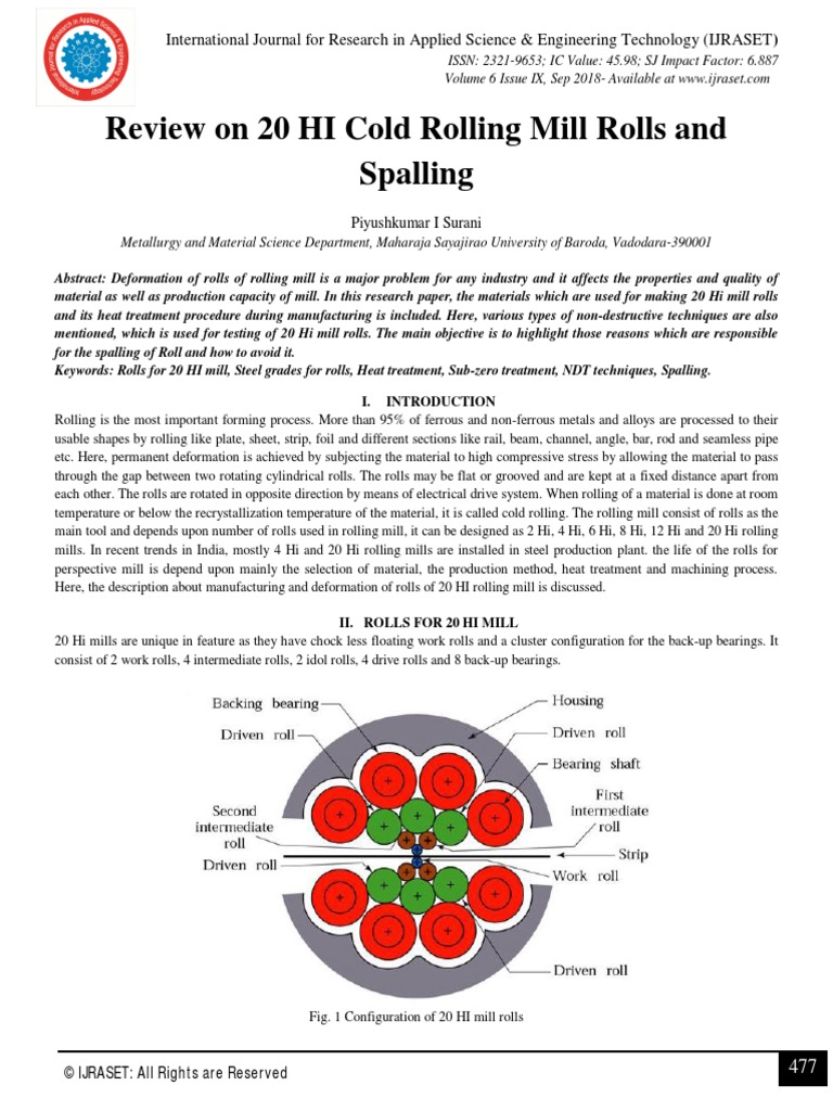 Review On 20 HI Cold Rolling Mill Rolls and Spalling | PDF | Rolling ...
