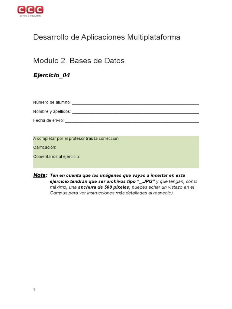 Desarrollo de Aplicaciones Multiplataforma M 02 Bases de Datos Ej 04 ...