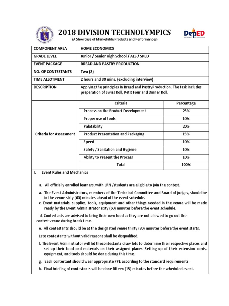 2018 Division Technolympics | Foods | Business