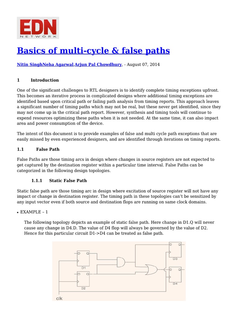 Basics of Multicycle Path and Fals Path | PDF | Telecommunications ...