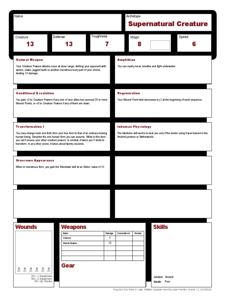 Feng Shui 2 Editable Character Sheet 2015 02 25 1 2 Pdf Pdf