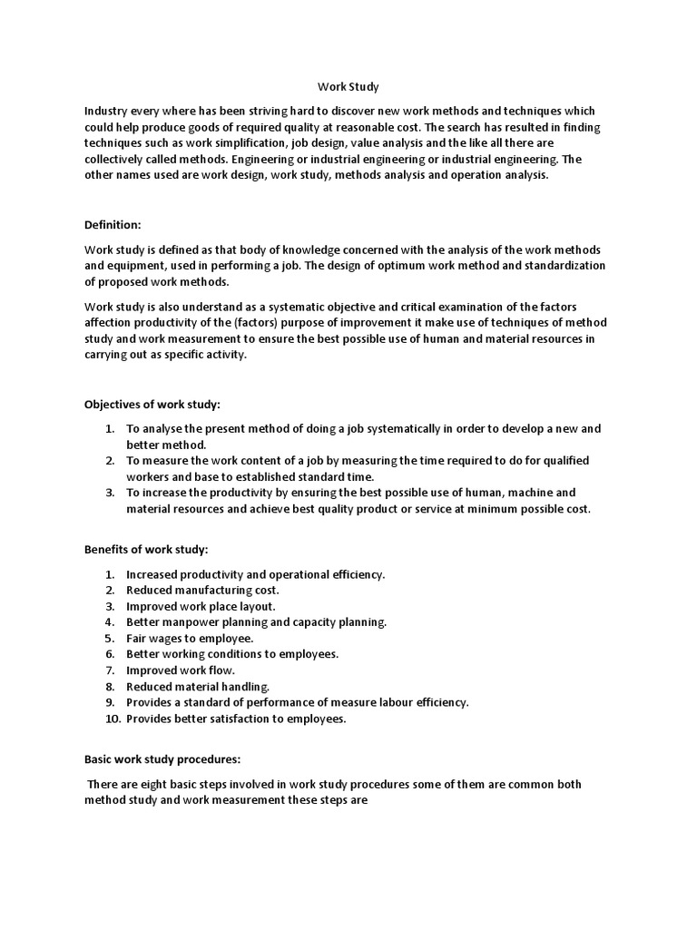 Work Study | PDF | Production And Manufacturing | Economies