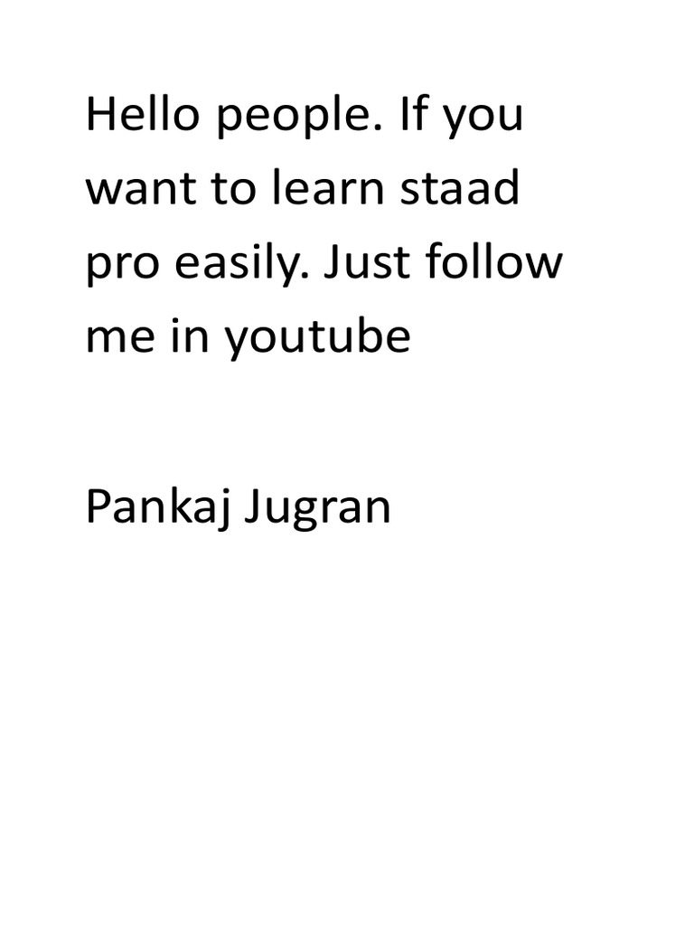 Pankaj Staad Pro Tutorial | PDF
