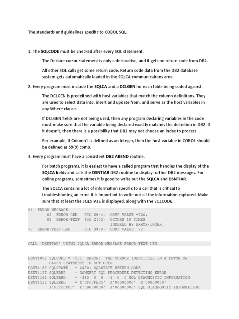 COBOL-SQL Tunning Tips | PDF | Ibm Db2 | Sql