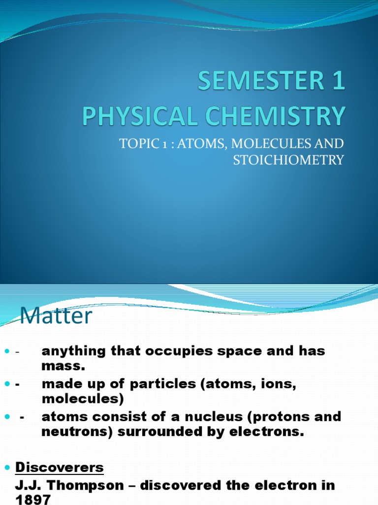 Atoms, Molecules and Stoichiometry | PDF | Isotope | Atoms