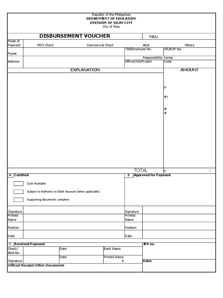 Disbursement Voucher | PDF | Payments | Cheque