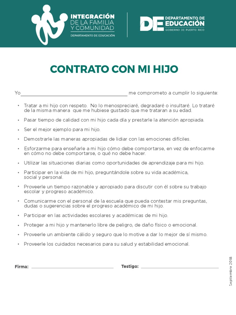 Contrato Con Mi Hijo | PDF