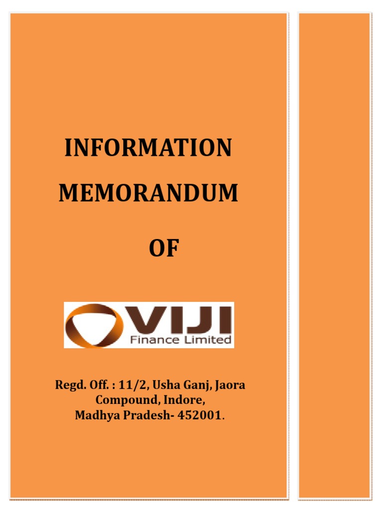 Sample Information Memorandum | PDF | Stocks | Non Bank Financial ...