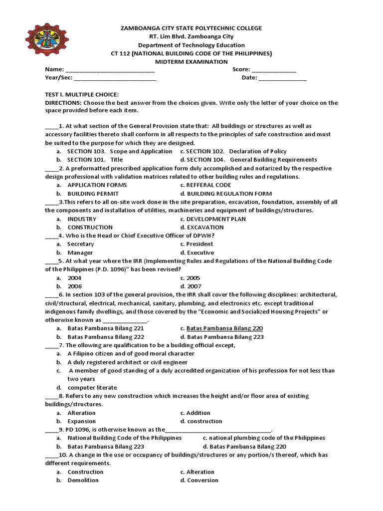 Building Code Midterm Exams | PDF | Building | Architect