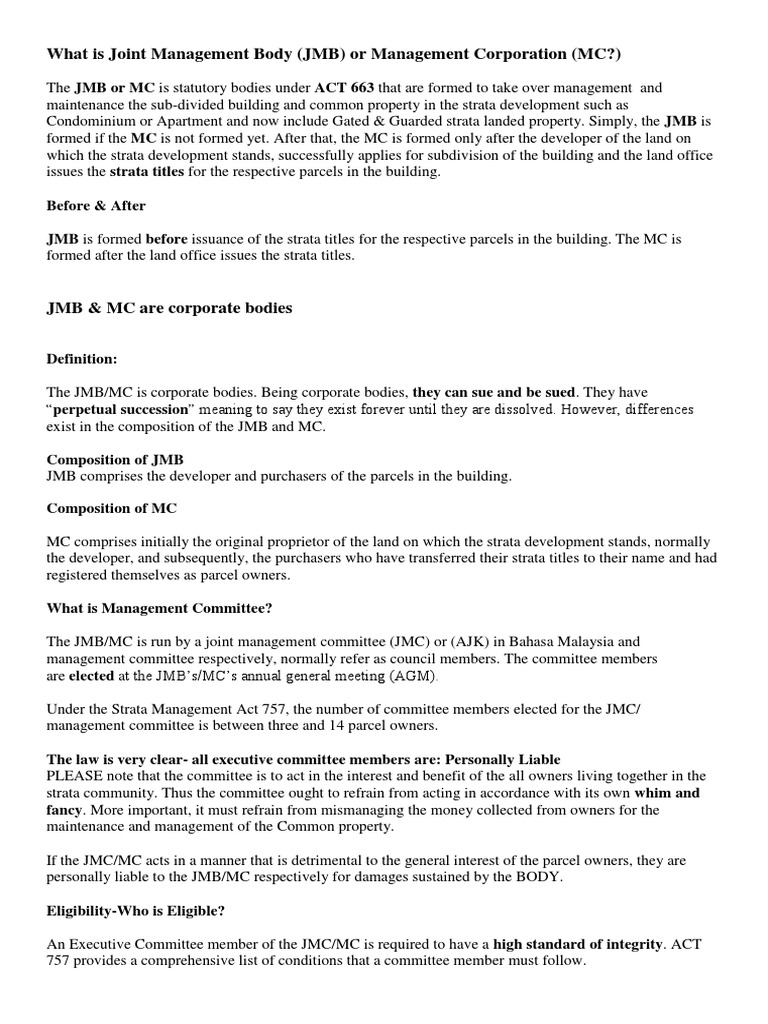 Understanding JMB and MC in Strata Management | PDF | Public Law | Justice