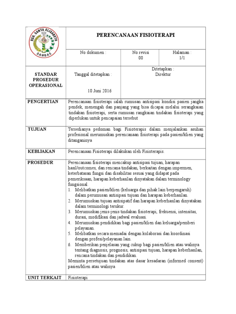 Sop Perencanaan Fisioterapi | PDF
