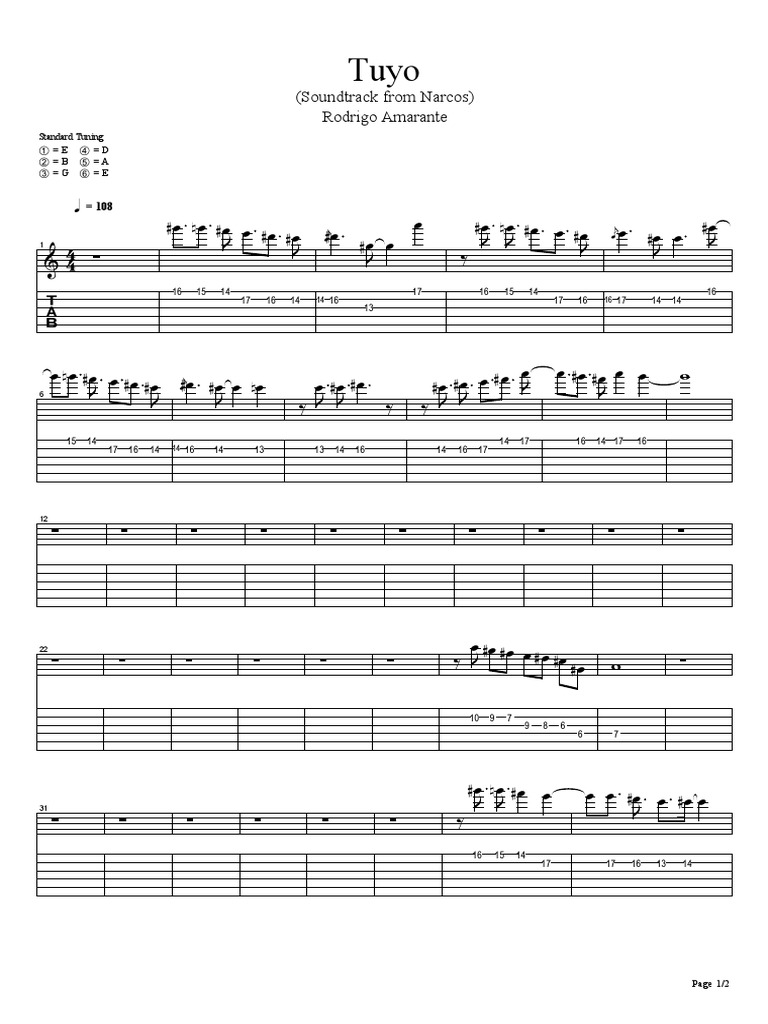 Rodrigo Amarante - Tuyo (Guitar Pro) | PDF | Leisure