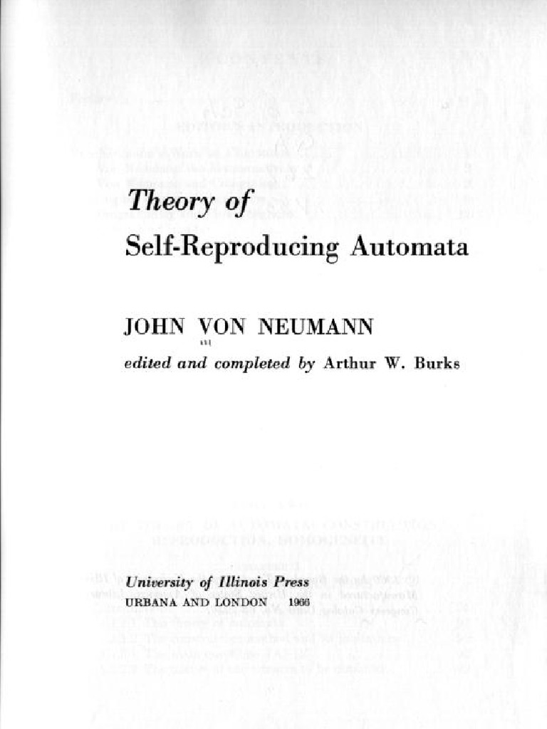 Von Neumann - Theory of Self-Reproducing Automata PDF | PDF