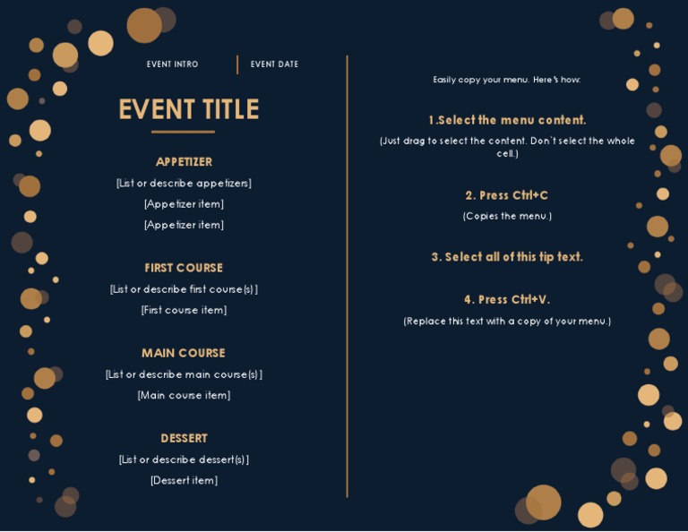 Event Title: 1.select The Menu Content. Appetizer | PDF