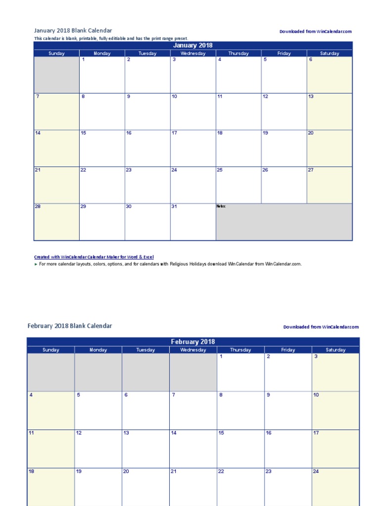 2018 Monthly Calendar | PDF