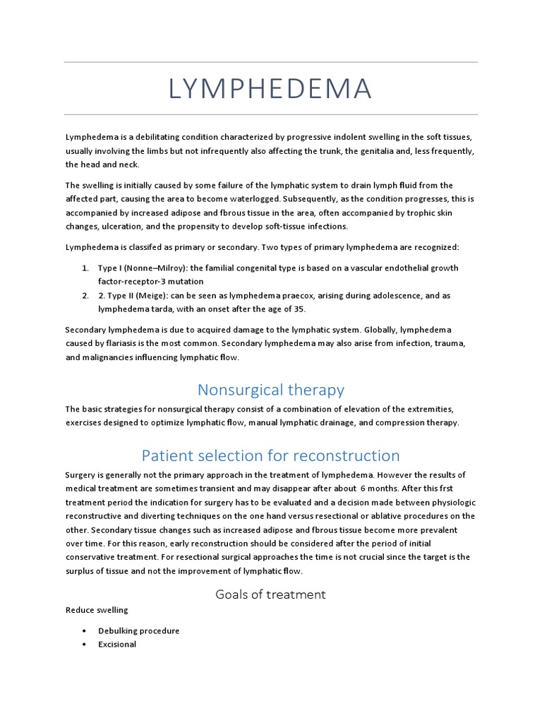 Lymphedema | PDF | Lymphatic System | Medicine