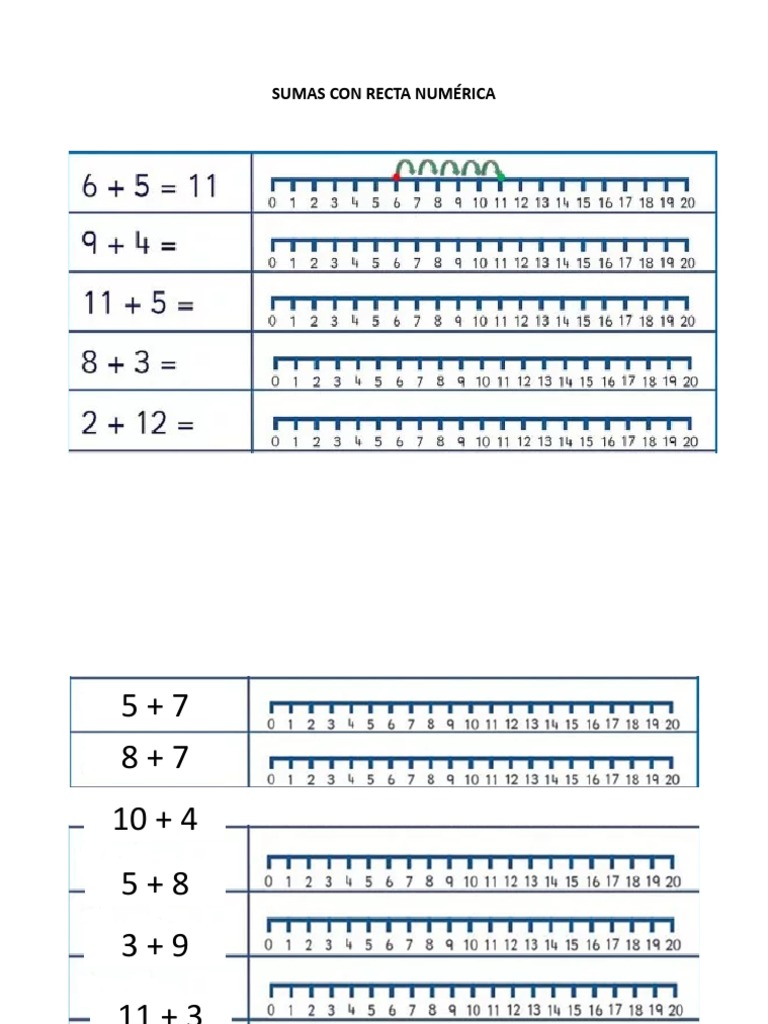 Sumas Con Recta Numerica Hasta El 20