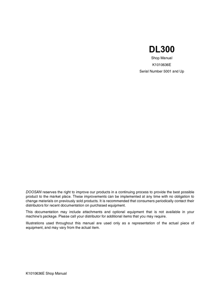 DL300 Shop Manual PDF | PDF | Transmission (Mechanics) | Electric Power ...