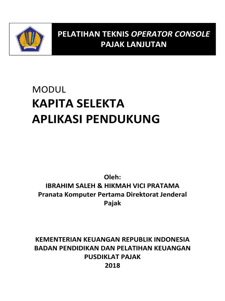 Kapita Selekta Aplikasi Pendukung Administrasi Perpajakan | PDF