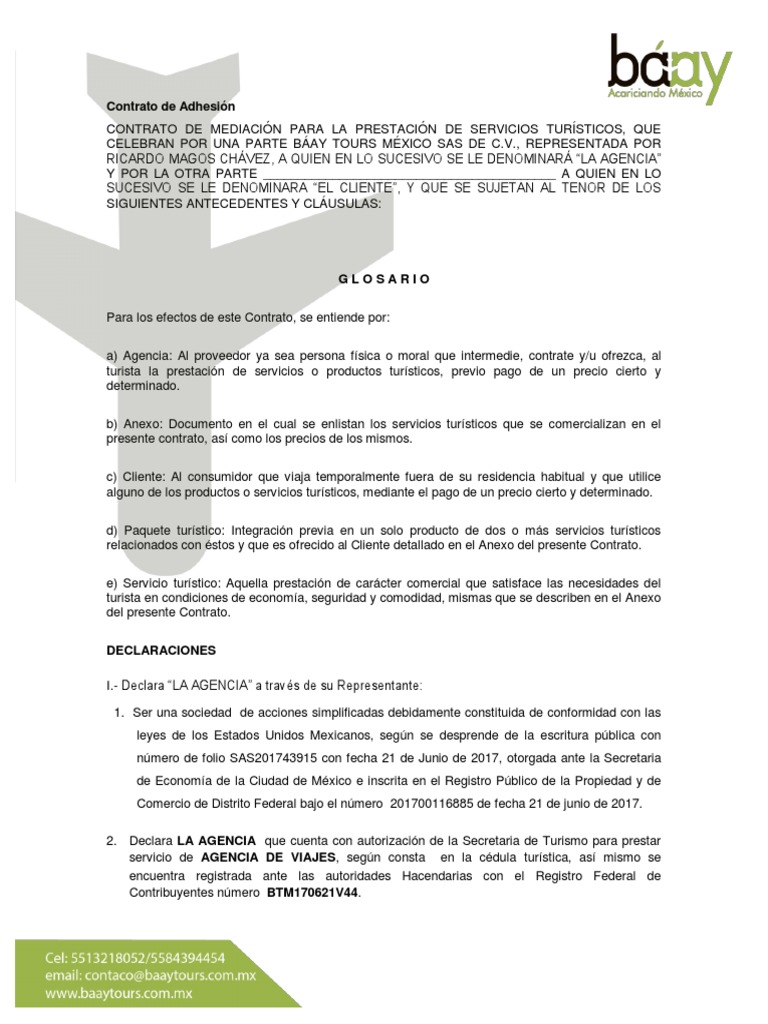 Contrato Baay Tours | PDF | Turismo | Hotel