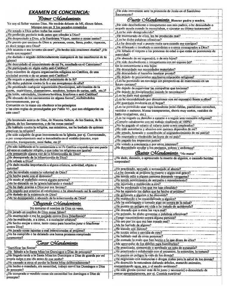 Examen de Conciencia para Adultos | Descargar gratis PDF | Comportamiento cristiano y ...