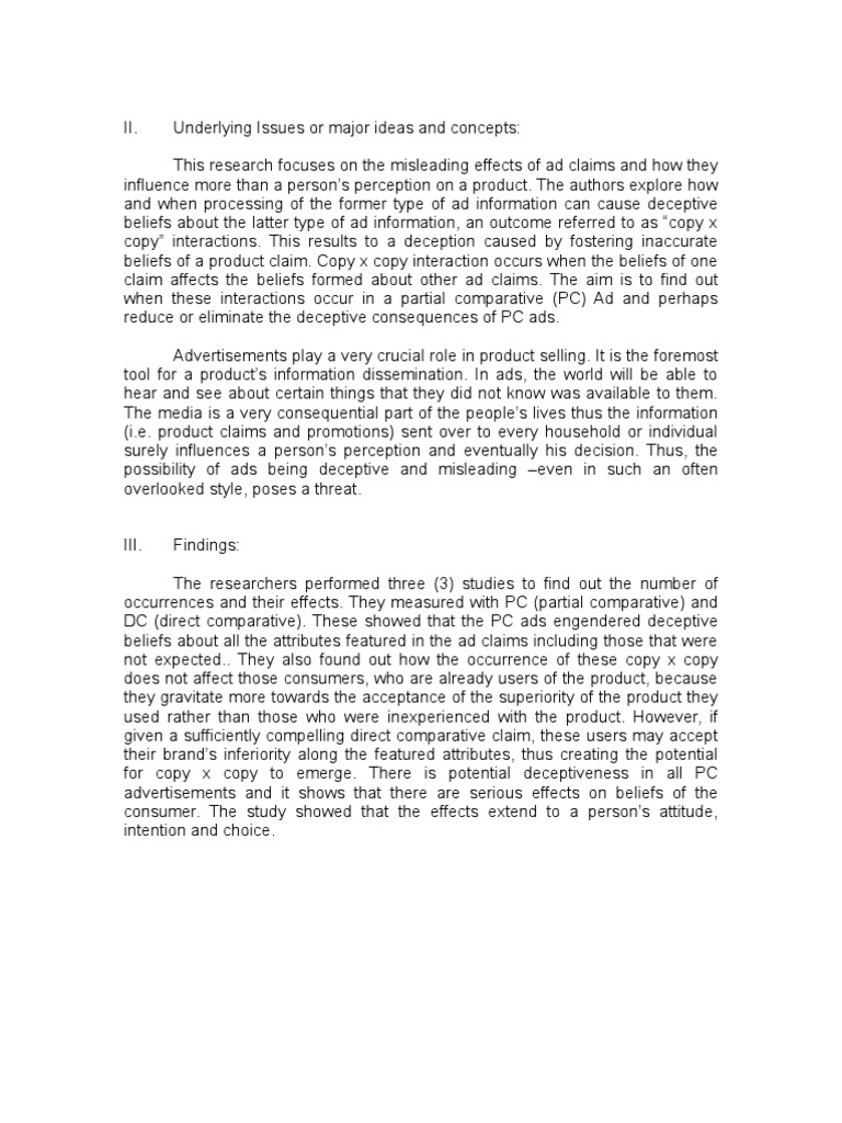 Underlying Issues or Major Ideas and Concepts | PDF | Deception ...