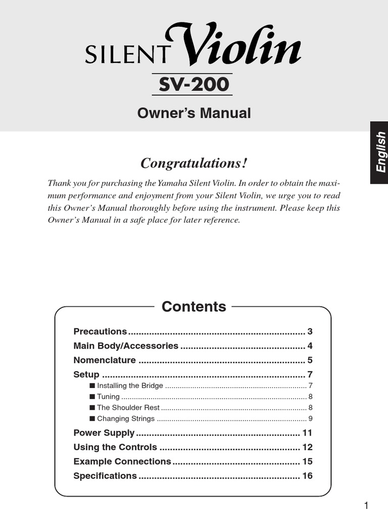 SV200 Owner's Manual | PDF | String Instruments | Violin