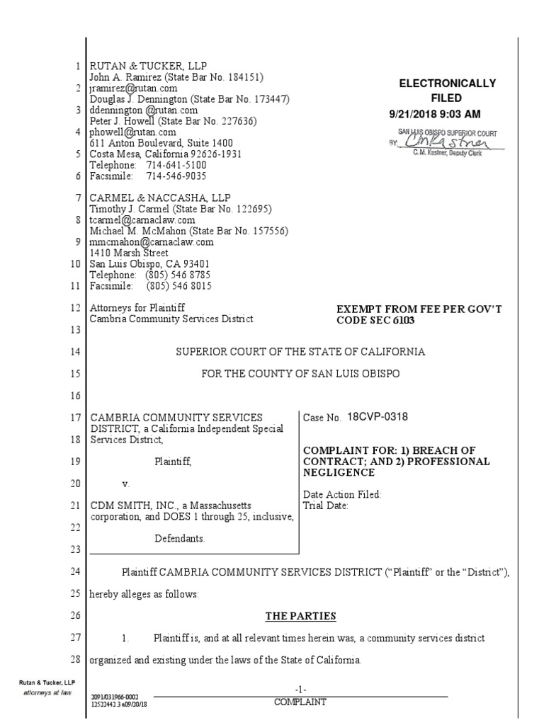 Complaint Against CDM Smith, Inc. | PDF | Indemnity | Stormwater