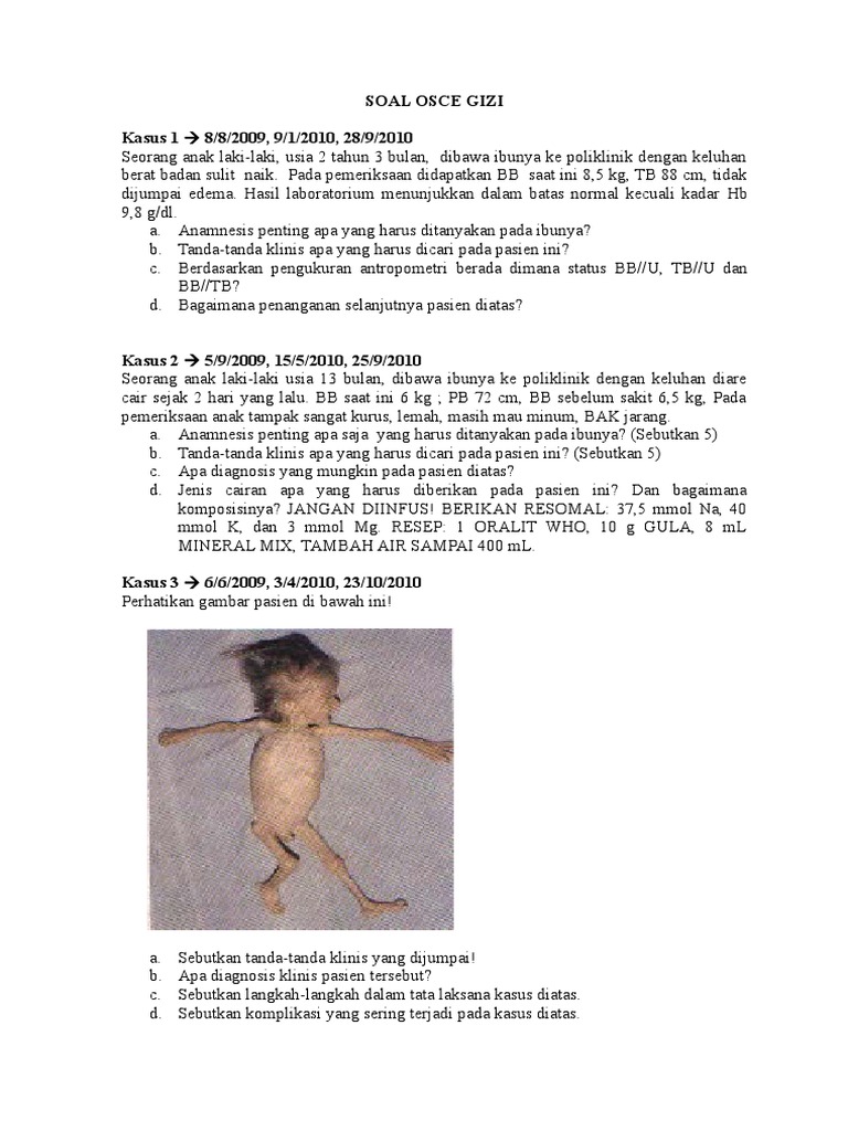 Contoh Soal OSCE D3 Gizi Klinik | PDF | Kesehatan Holistik