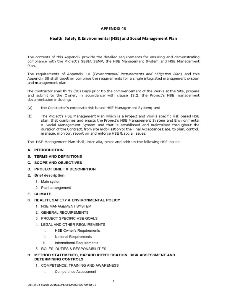 Hse Plan Elements | PDF | Risk Assessment | Safety
