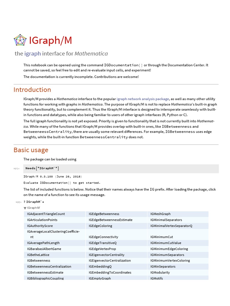 IGraph:M | PDF | Vertex (Graph Theory) | Mathematical Relations