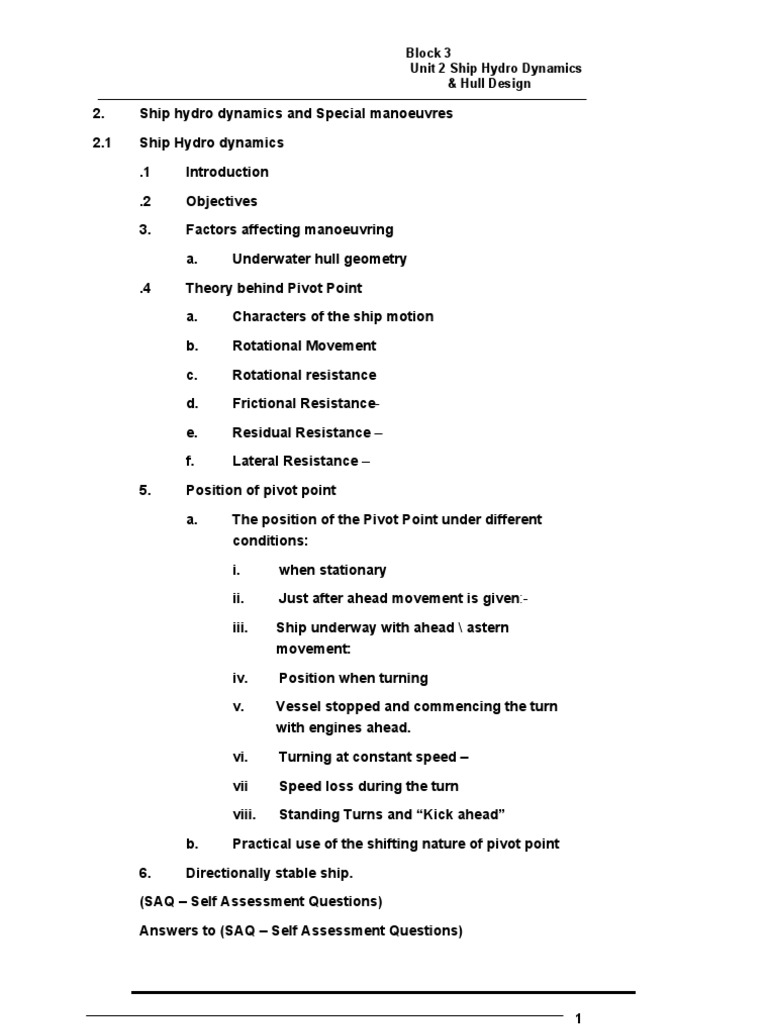 Unit 2 - Ship Hydro Dynamics & Hull Design | PDF | Anchor | Ships