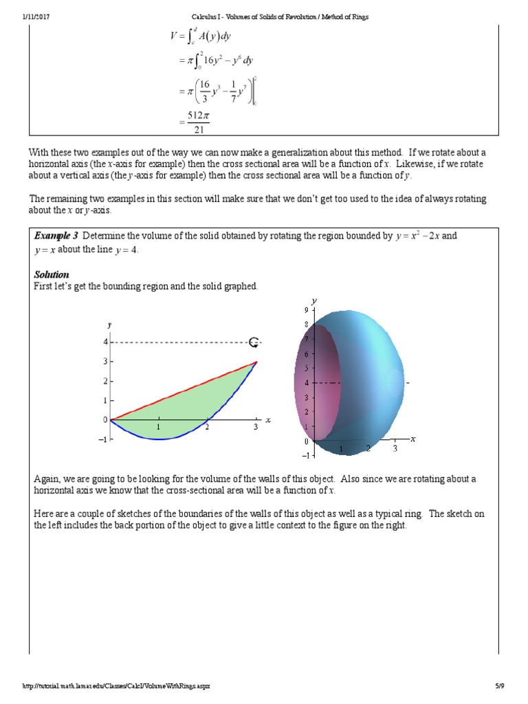 Volumes of Solids of Revolution | PDF | Area | Function (Mathematics)