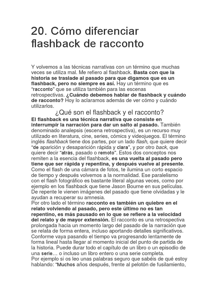 Hojas De Trabajo De Flashback Y Presagios