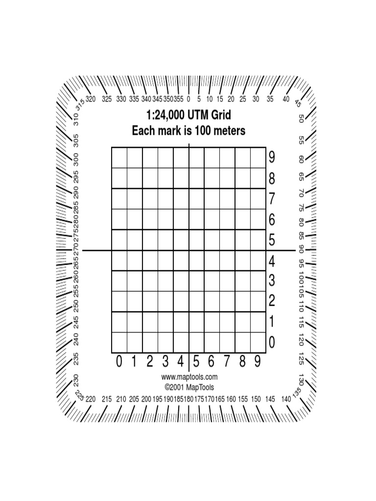 1:24,000 Utm Grid Each Mark Is 100 Meters: ©2001 Maptools | PDF ...