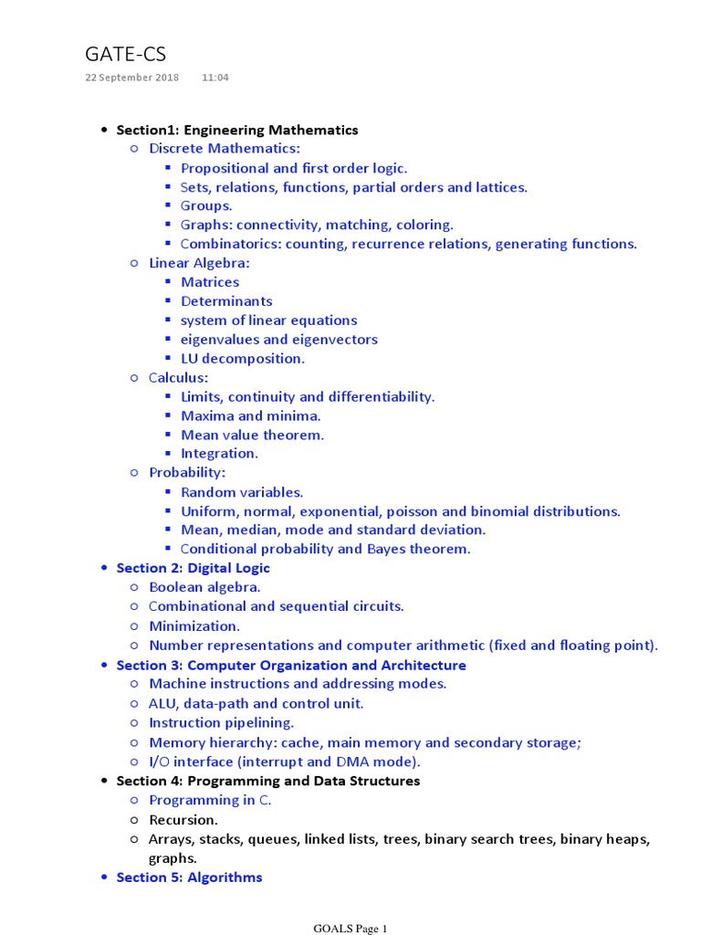 Gate-Cs: Section1: Engineering Mathematics | PDF | Computer Network ...