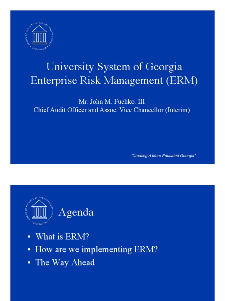 University System of Georgia Enterprise Risk Management (ERM) | PDF ...