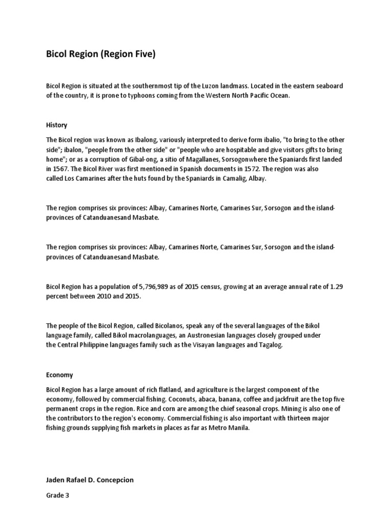 Bicol Region (Region Five) : History | PDF | Philippines