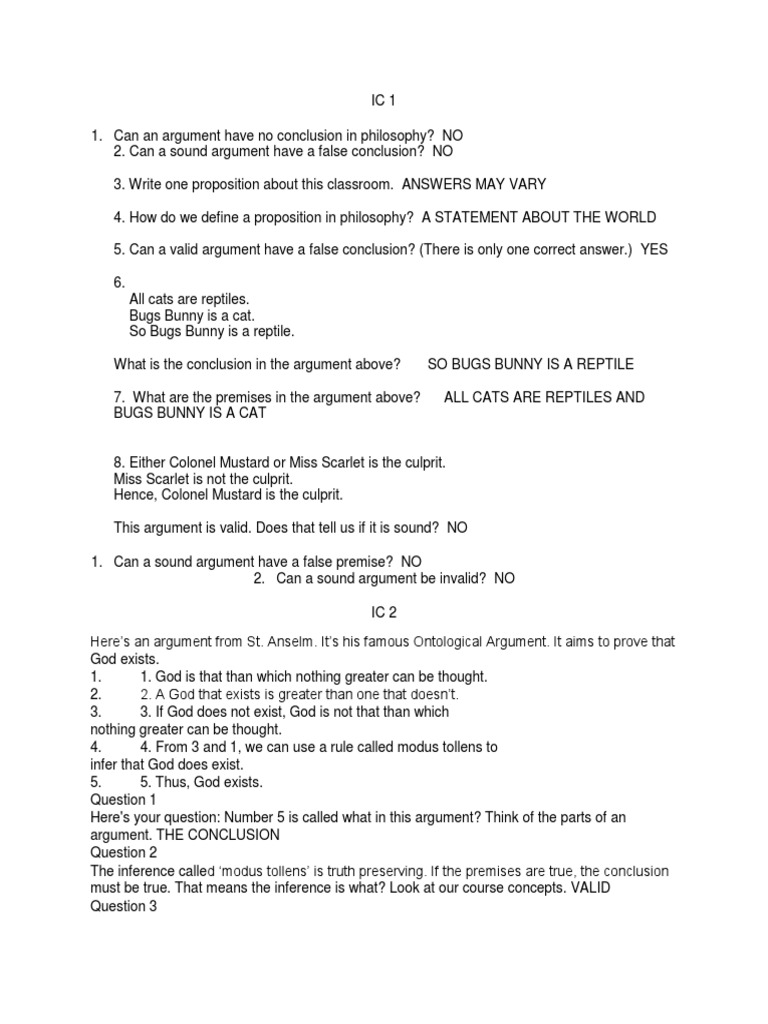 PHIL 1301 - Exam 1 Reveiw | PDF | Argument | Logical Consequence