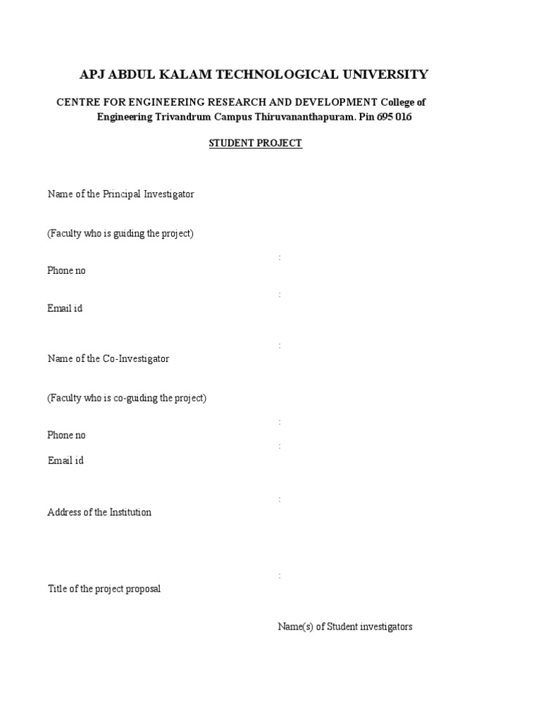 Student Project Application Format | PDF | Government | Business